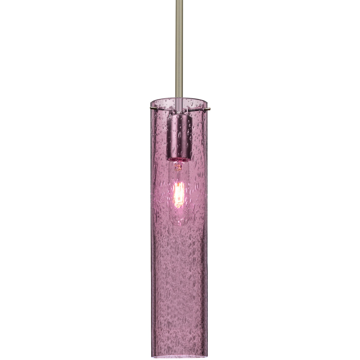 Juni 16 1 Light Satin Nickel Stem Pendant Ceiling Light in Plum Bubble ...