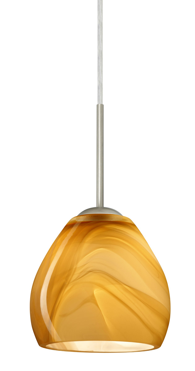 Besa Bolla LED Pendant in Satin Nickel with Honey Glass 1BT-4122HN-LED-SN