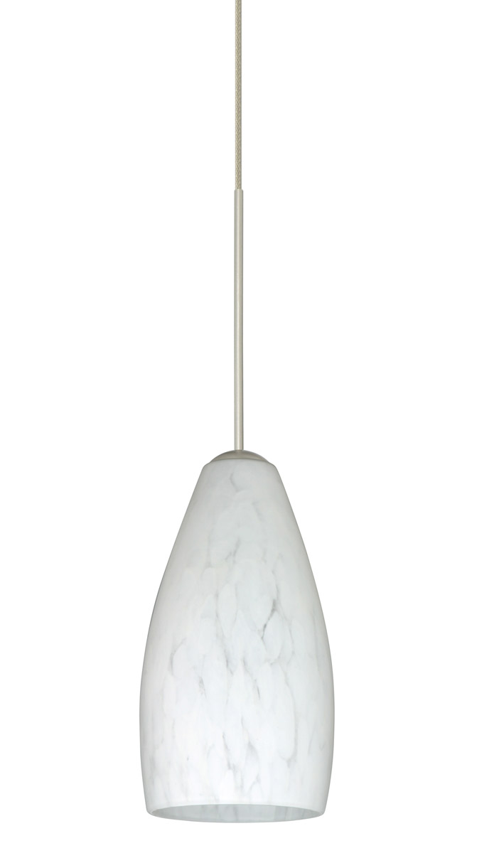 Besa Karli 1 Light Pendant in Satin Nickel with Carrera Glass 1XT-719819-SN