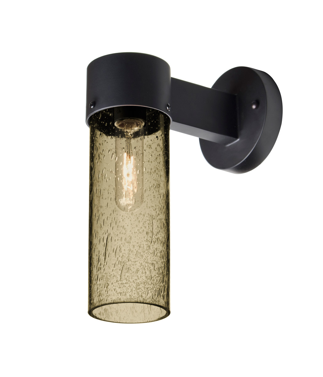 Besa Juni 1 Light Outdoor Sconce in Black with Latte Bubble Glass ...