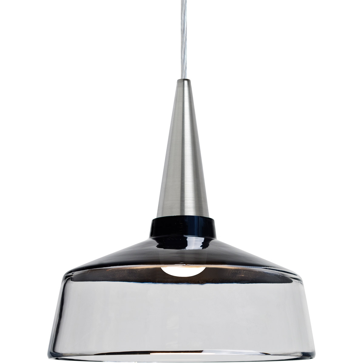 Baron 1 Light Satin Nickel Pendant Ceiling Light in Black With Clear Glass