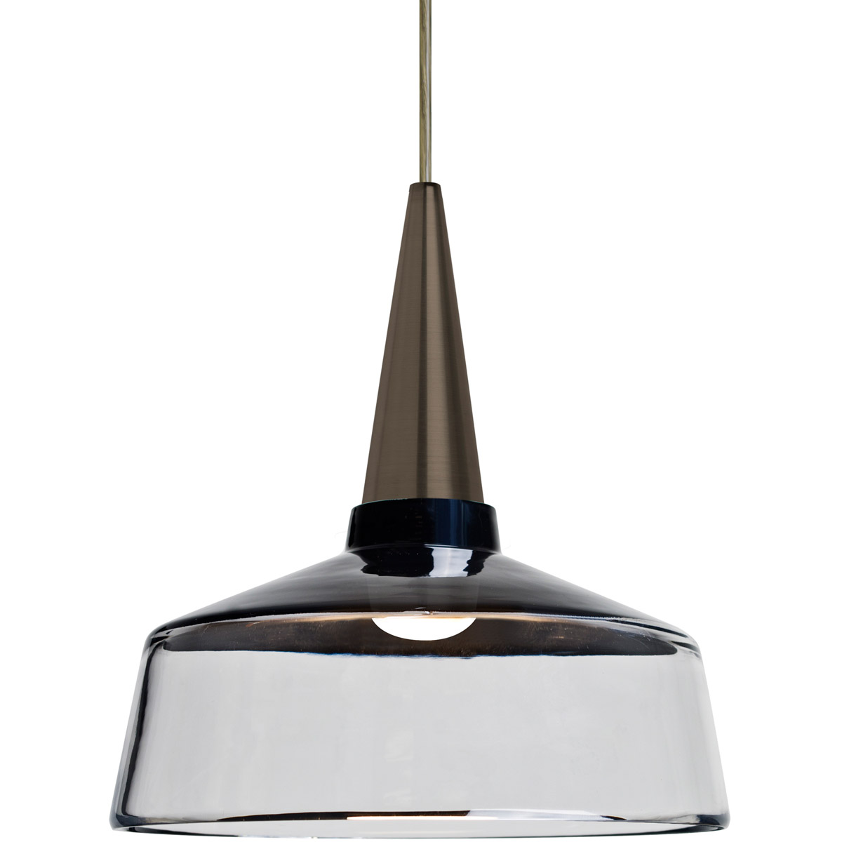 Baron 1 Light Bronze Pendant Ceiling Light in Black With Clear Glass